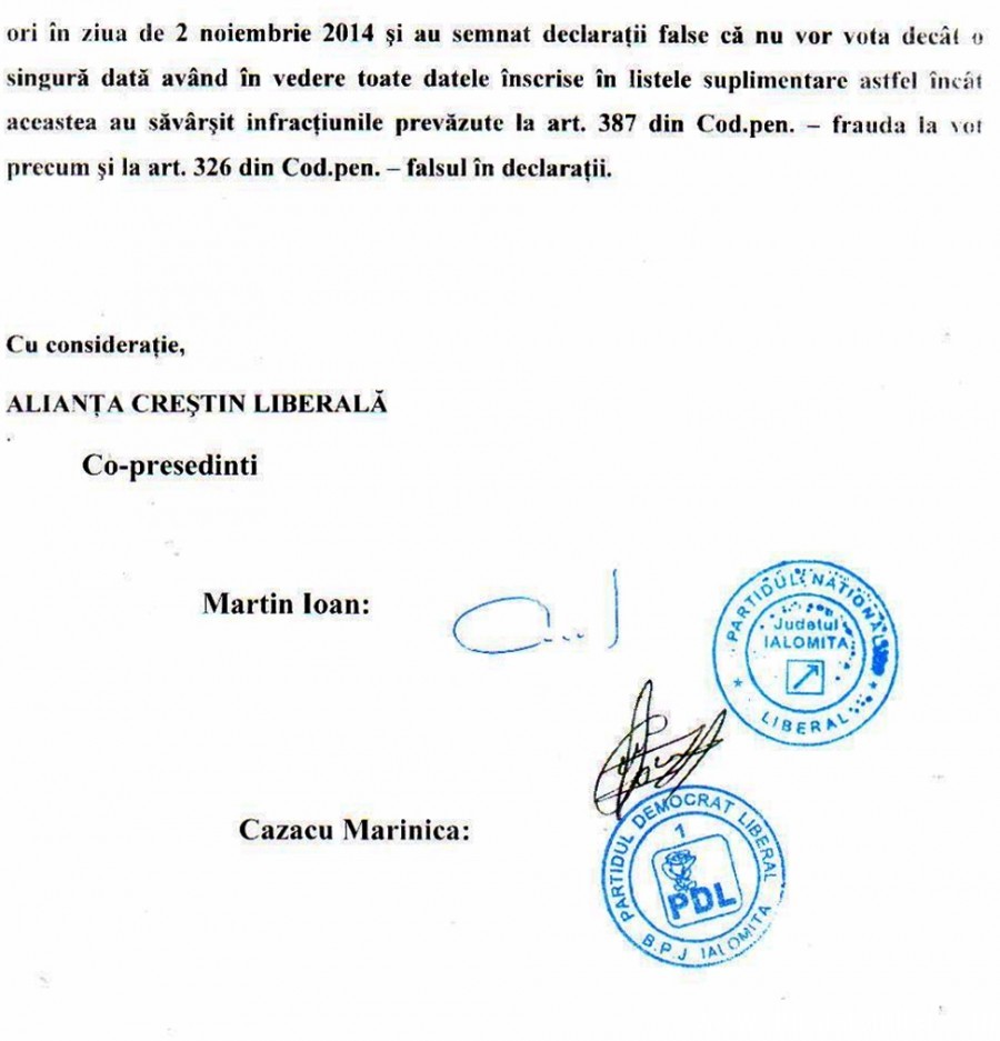 ACL Ialomița a depus plângere penală | Gura Ialomitei . com